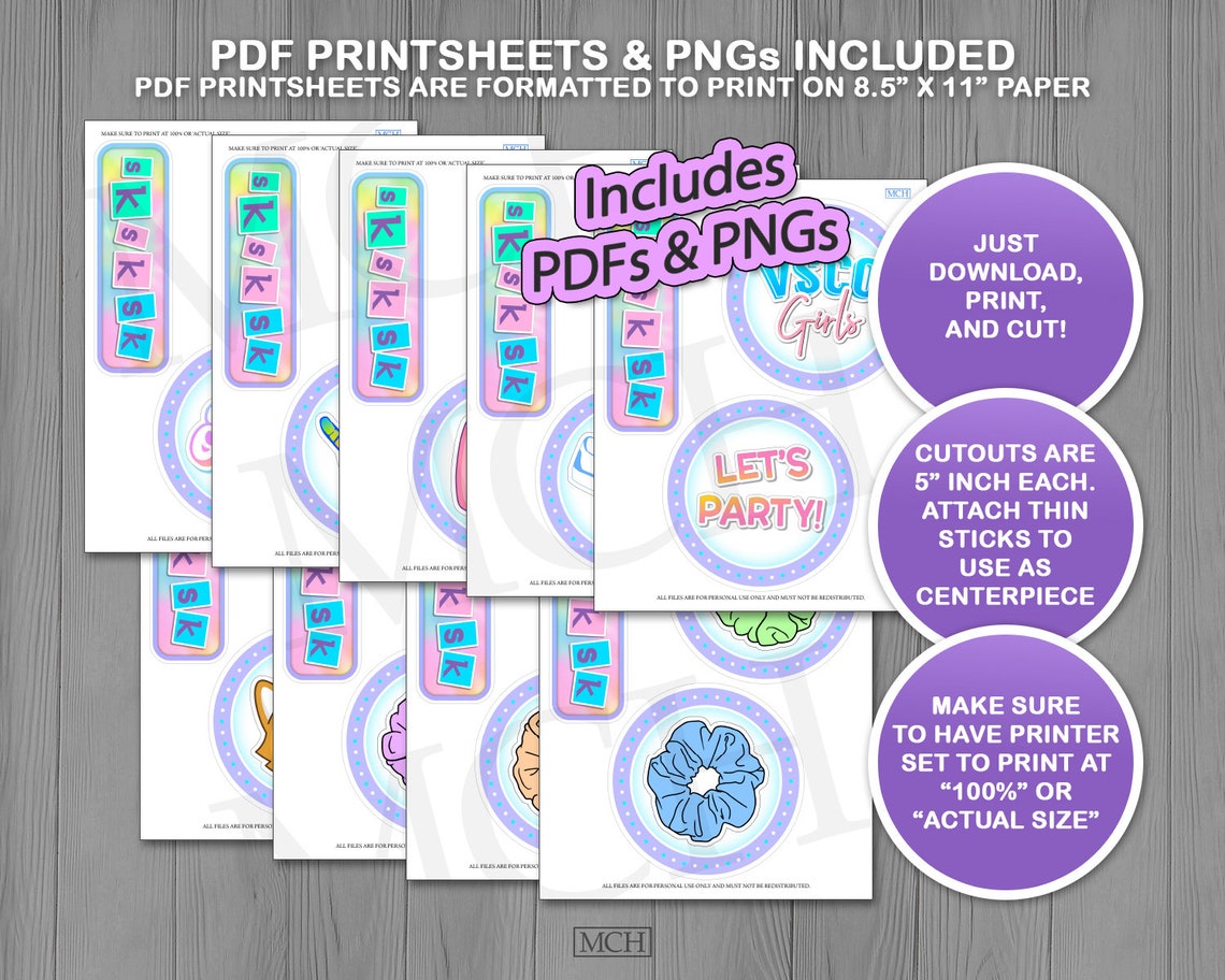 VSCO Girl Party Centerpieces, Vscogirl Birthday Vsco Party Cake Topper ...