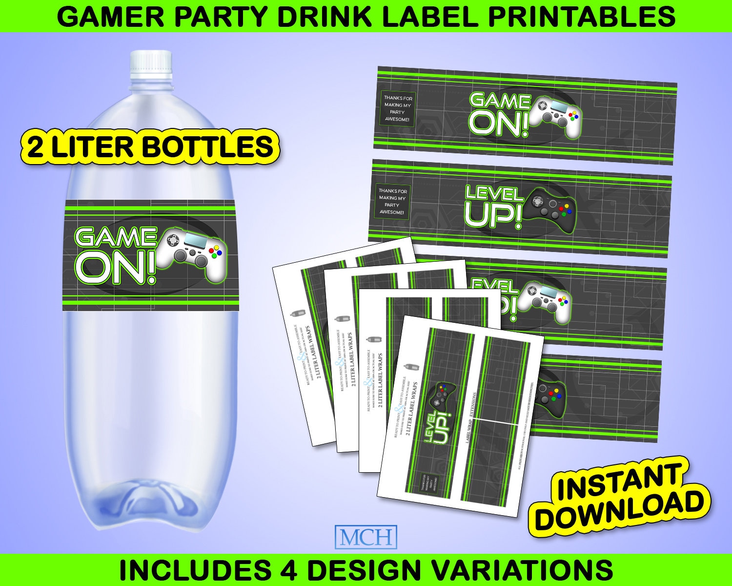 Gamer Party Drink Labels Games Water Labels Game On Birthday Gamer ...