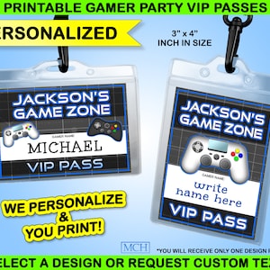 Gamer VIP Party Passes, V.I.P. Pass Cards, Video Game Party Gaming ID ...
