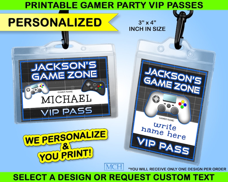 Gamer VIP Party Passes V.I.P. Pass Cards Video Game Party - Etsy