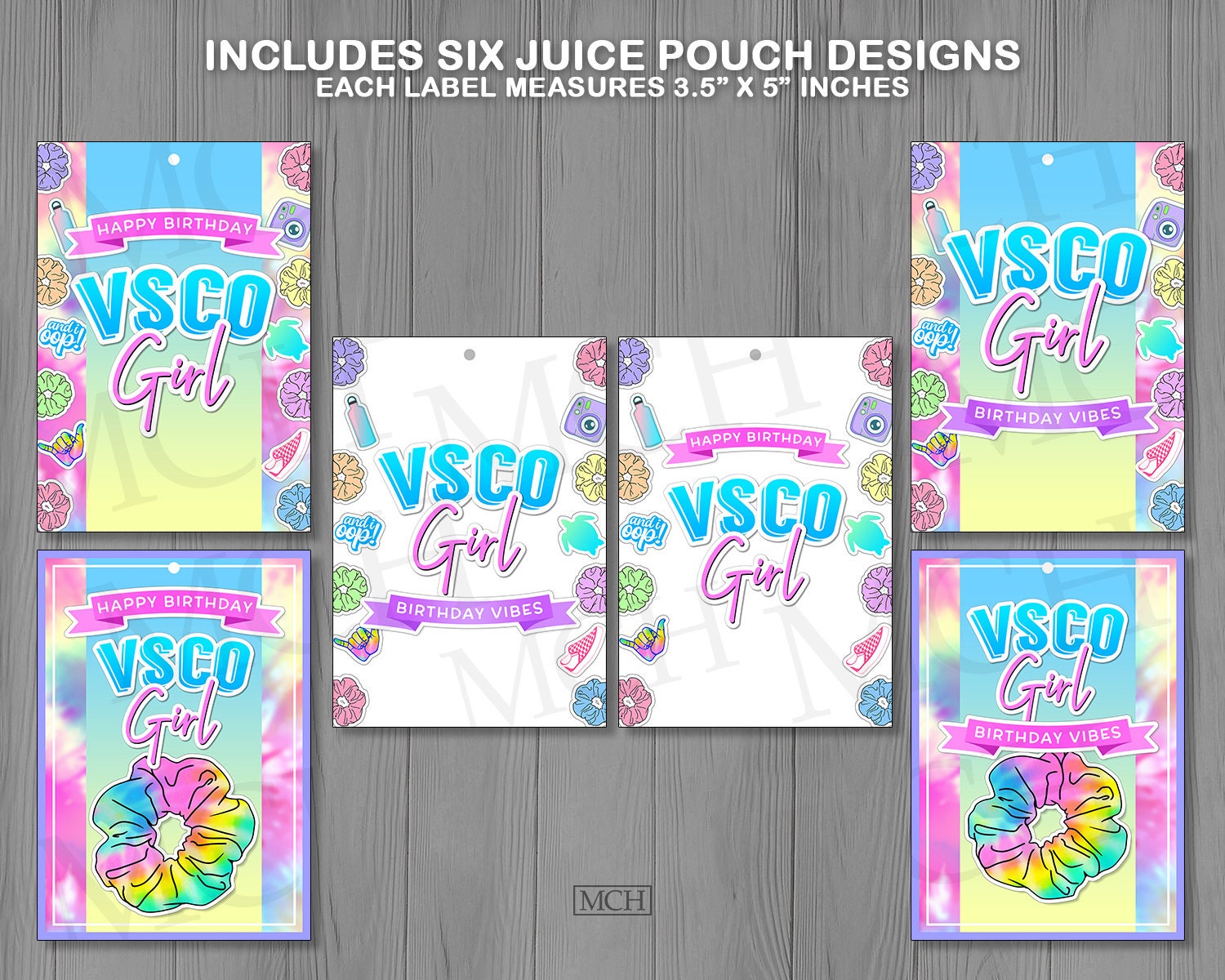 VSCO Girl Party Drink 6 Oz. Juice Pouch Wrapper Labels, Vscogirl ...