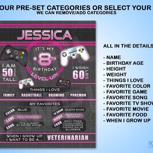 Gamer Milestone Poster, Personalized Video Game Party Gaming Birthday ...