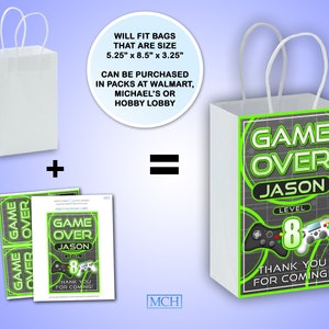 Gamer Party Favor Gift Bag Label Personalized Custom Wrap Video Game ...