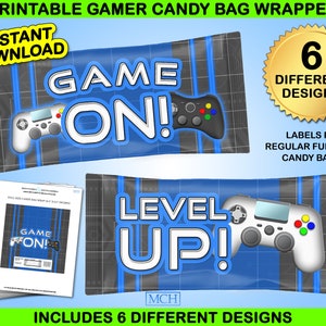 Gamer Party Candy Bag Wrapper Labels M&M Skittles Reeses Video Game ...
