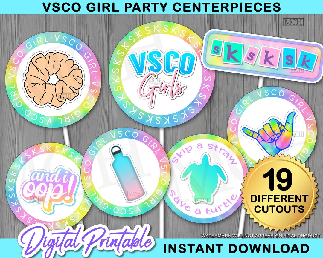 VSCO Girl Party Centerpieces, Vscogirl Birthday Vsco Party Cake Topper ...