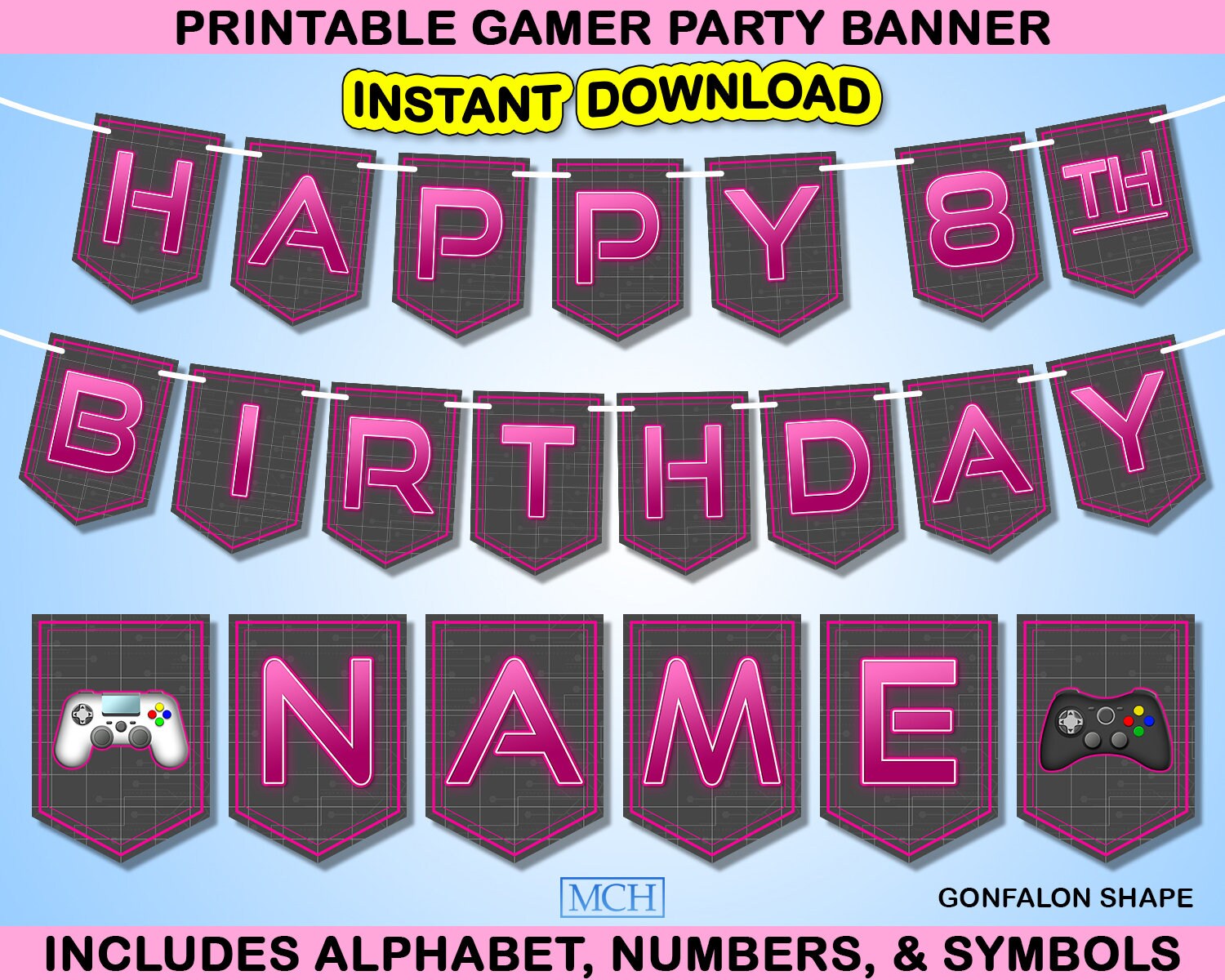 Gamer Party Banner Video Game Truck Gaming Backdrop Birthday - Etsy