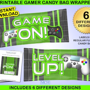 Gamer Party Candy Bag Wrapper Labels M&M Skittles Reeses Video Game ...