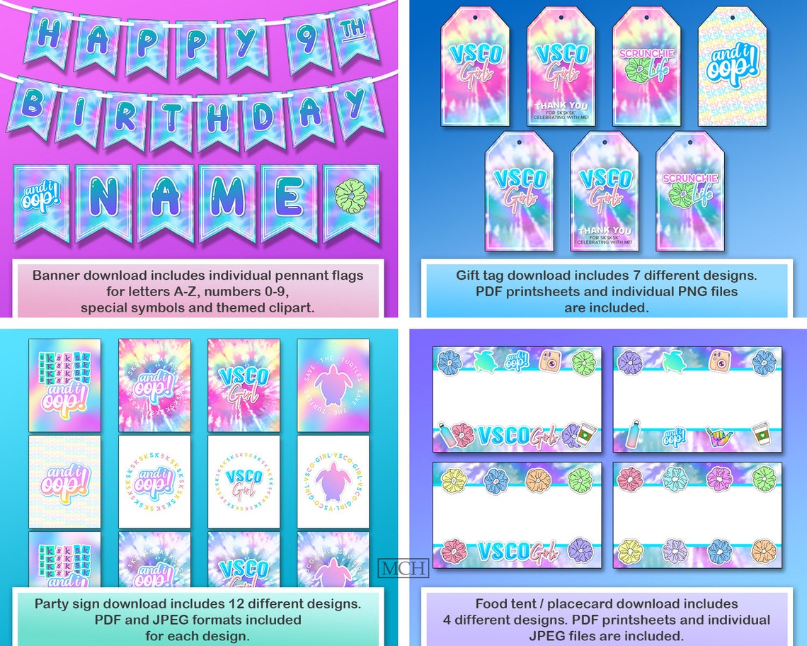 SALE VSCO Girl Party Pack Bundle Galaxy Series Decorations | Etsy