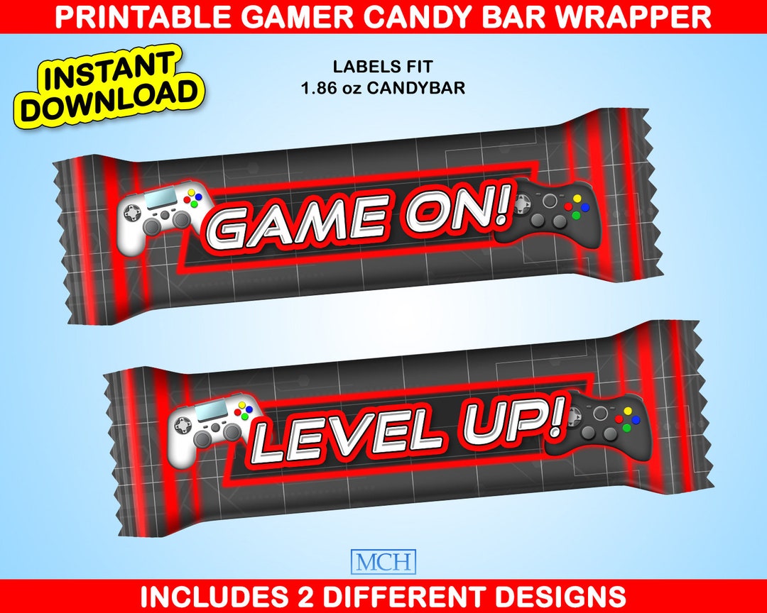 Gamer Party 1.86 Oz Snickers Candy Bar Wrapper Labels Video Game Gaming ...