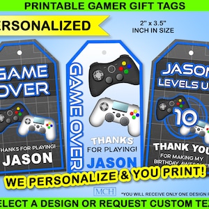 Gamer Party Favor Gift Tags, Video Game Gaming Birthday Food Candy ...