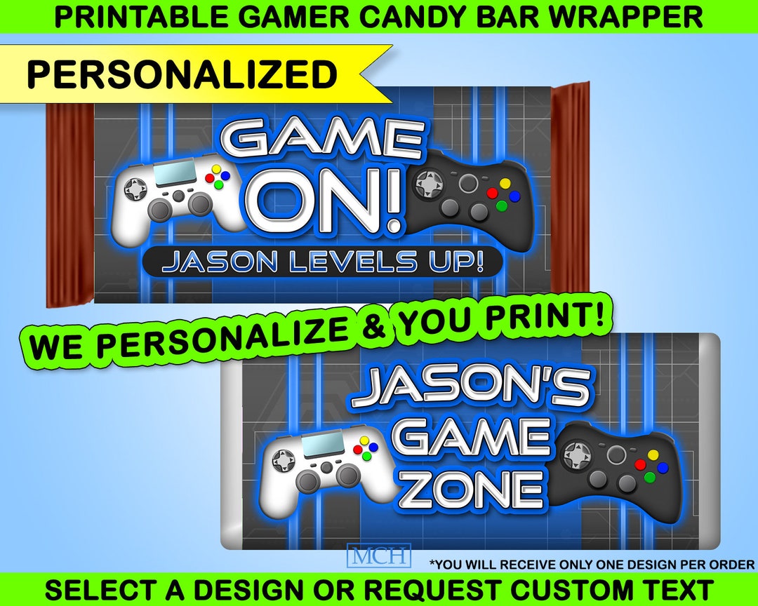 Gamer Party Candy Bar Wrapper Labels Personalized Custom Video Game ...