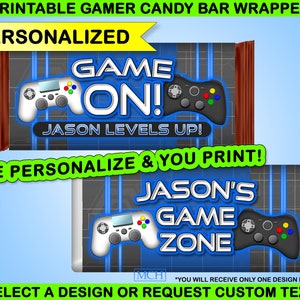 Gamer Party Candy Bar Wrapper Labels Personalized Custom Video Game ...