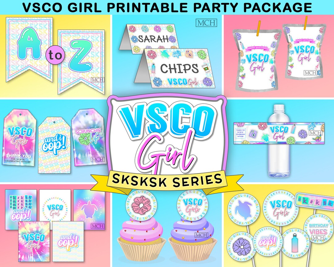 SALE! VSCO Girl Party Pack Bundle Sksksk Series Decorations Vscogirl ...