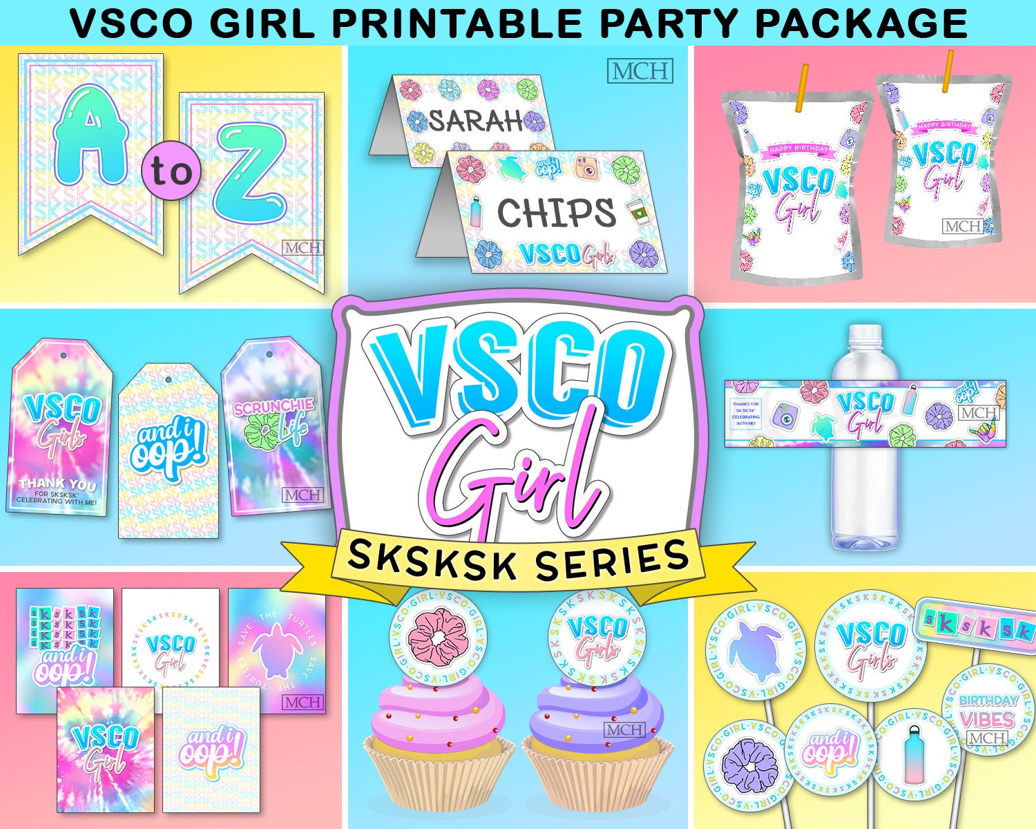 SALE VSCO Girl Party Pack Bundle SkSkSk Series Decorations | Etsy