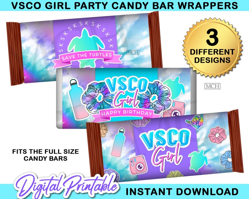 VSCO Girl Party Candy Bar Wrapper Labels Vscogirl Birthday | Etsy