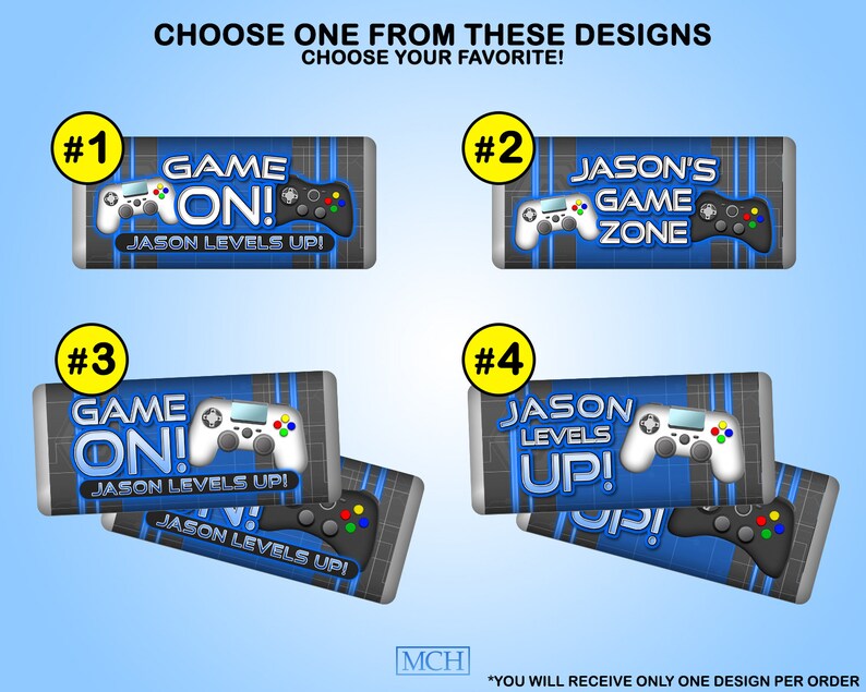 Gamer Party Candy Bar Wrapper Labels Personalized Custom Video Game ...