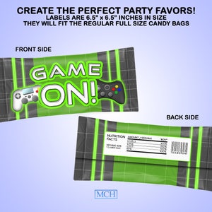 Gamer Party Candy Bag Wrapper Labels M&M Skittles Reeses Video Game ...