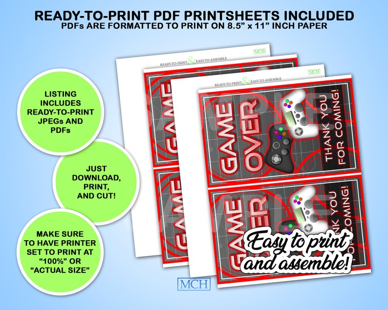 Gamer Party Favor Gift Bag Label Wrap Video Game Party Gaming Birthday ...