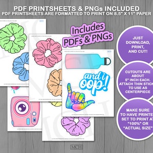 VSCO Girl Party Photobooth Props Clipart, Vscogirl Birthday Vsco Cake ...