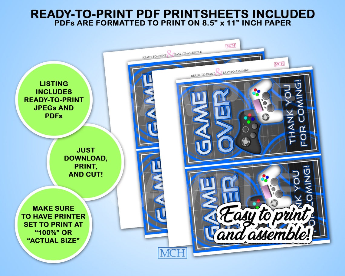 Gamer Party Favor Gift Bag Label Wrap Video Game Party Gaming Birthday ...