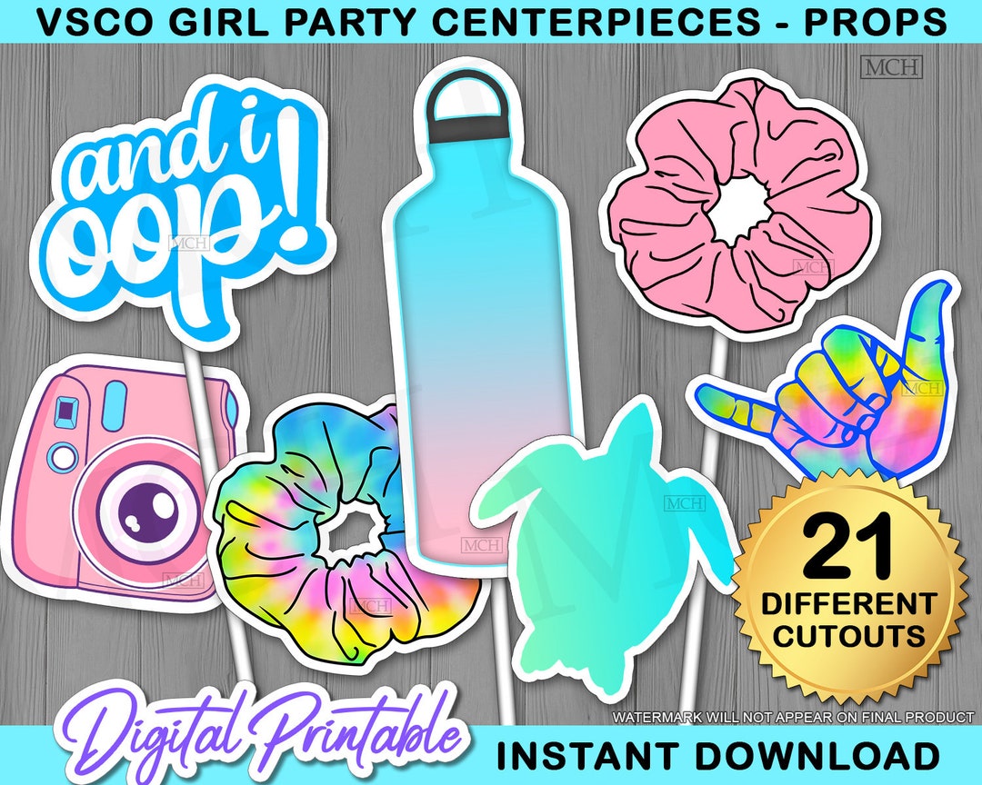 VSCO Girl Party Centerpieces, Vscogirl Birthday Vsco Party Cake Topper ...