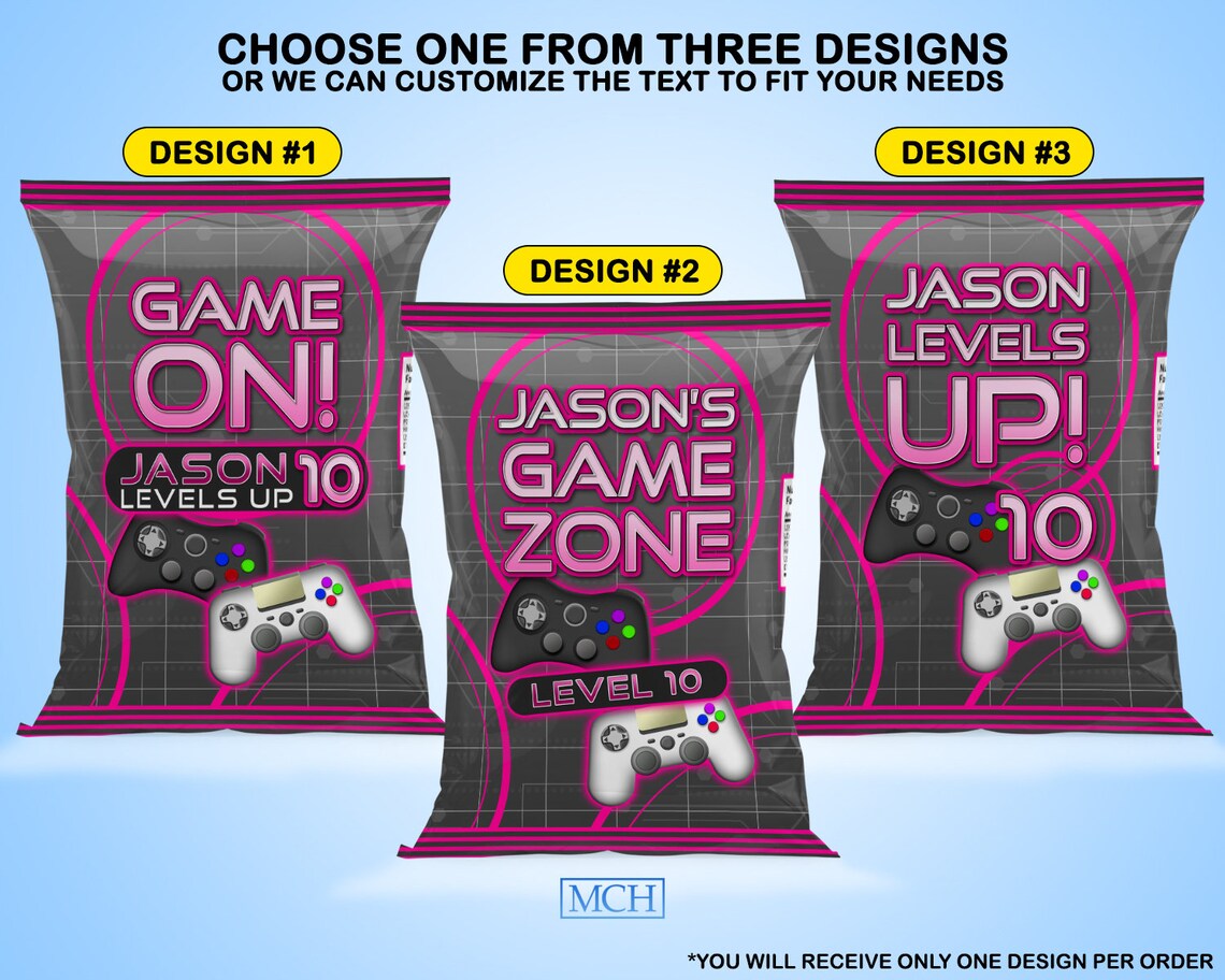 Gamer Party Chip Bag Wrapper Labels Personalized, Custom Video Game ...