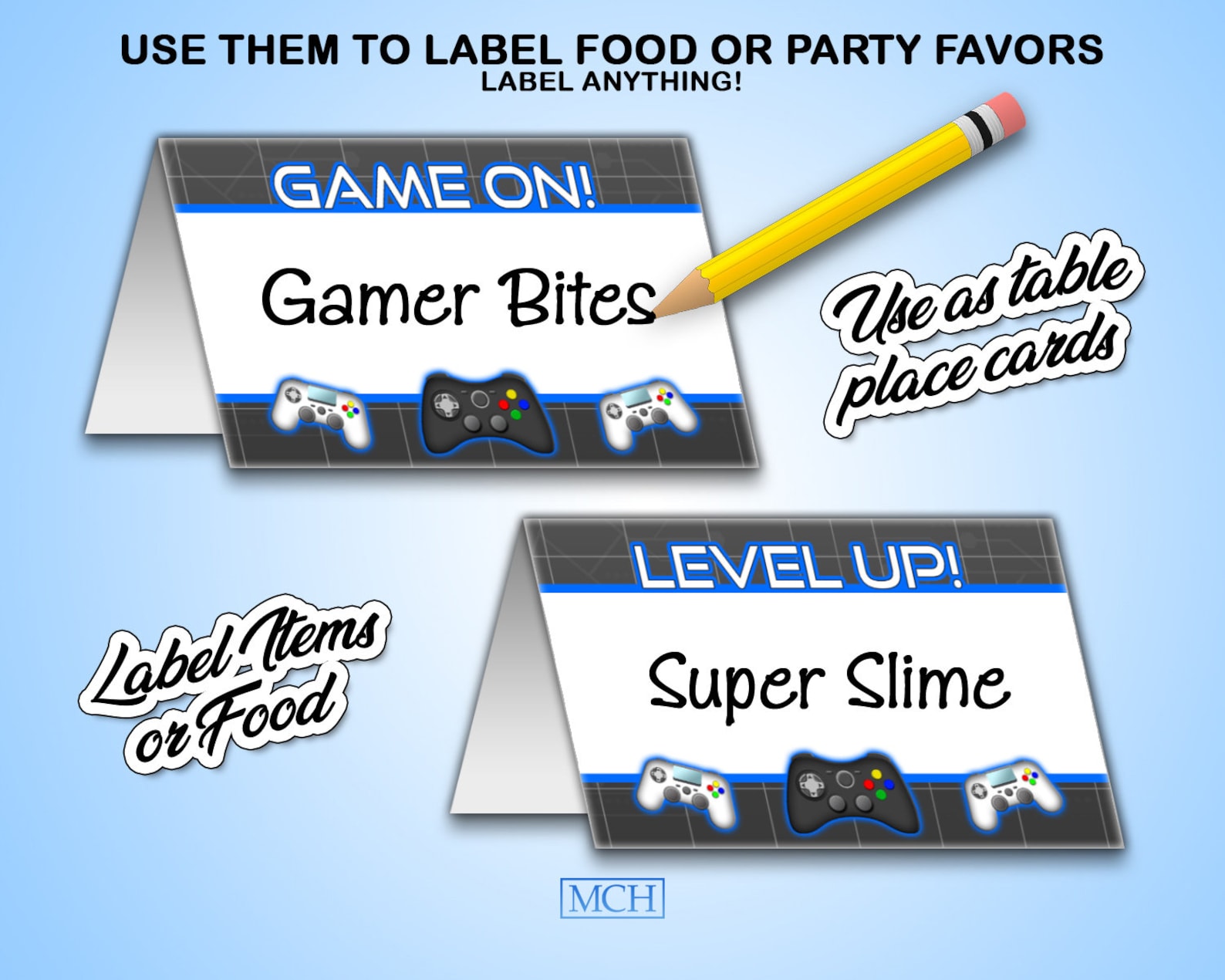 Gamer Party Food Tent Labels Video Game Party Gaming Birthday - Etsy