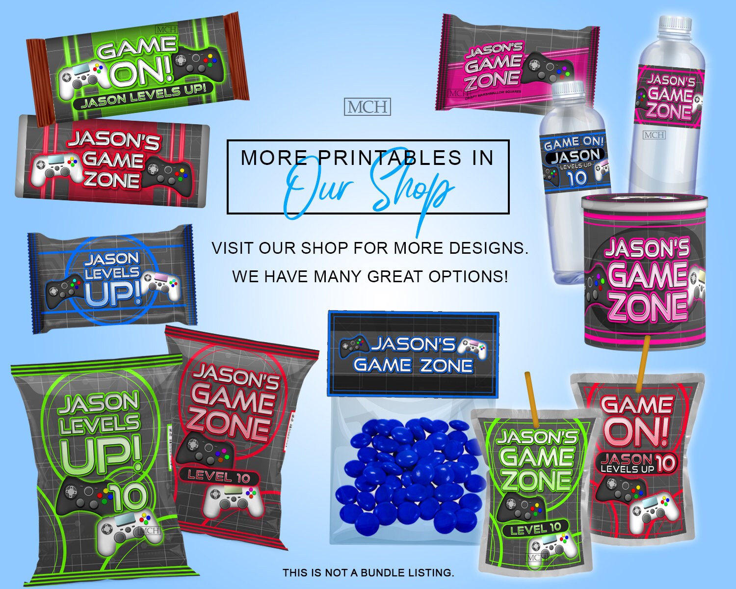 Gamer Party Candy Bar Wrapper Labels Personalized Custom Video Game ...