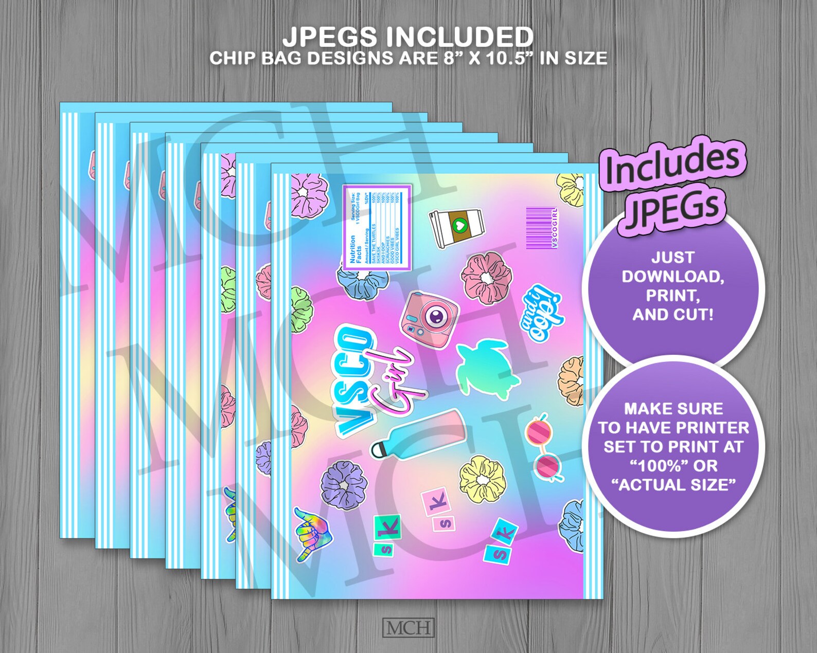 VSCO Girl Party Chip Bag Wrapper Labels Vscogirl Birthday | Etsy