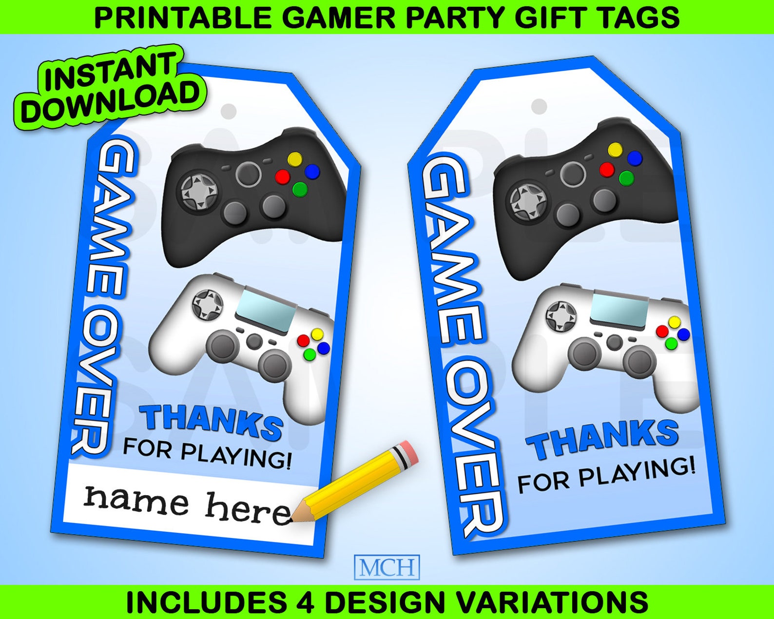 Gamer Party Favor Gift Tags Video Game Party Gaming Birthday | Etsy
