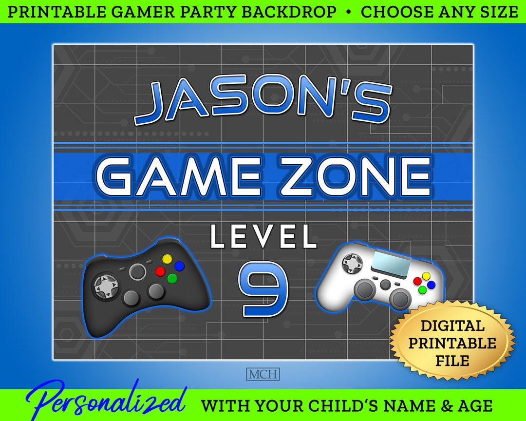 Gamer Party Backdrop Banner, Personalized Video Game on Game Party ...