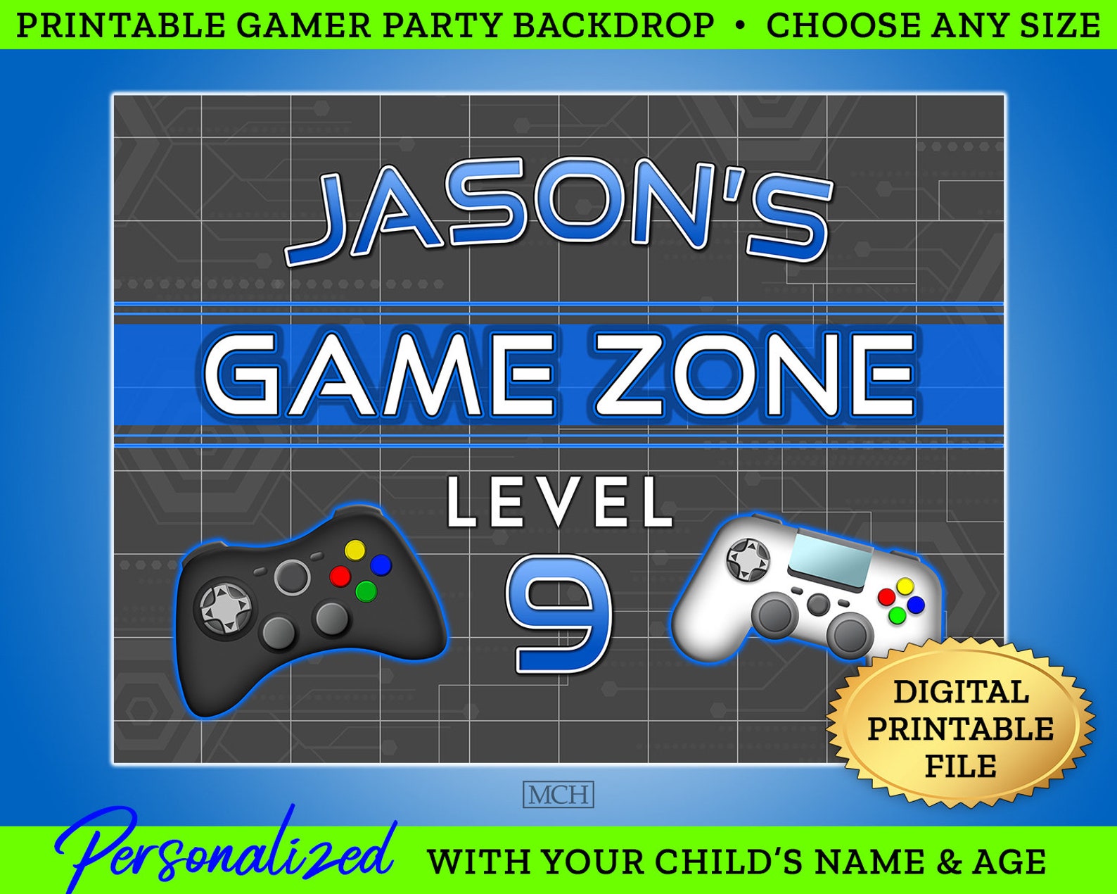 Gamer Party Backdrop Banner Personalized Video Game on Game | Etsy