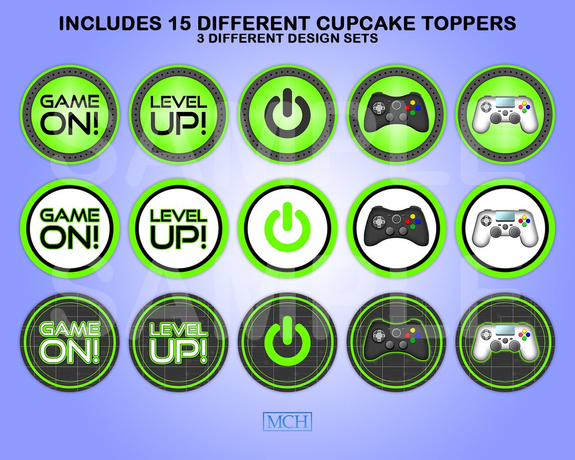 Gamer Party Cupcake Toppers Video Game Party Gaming Treat - Etsy