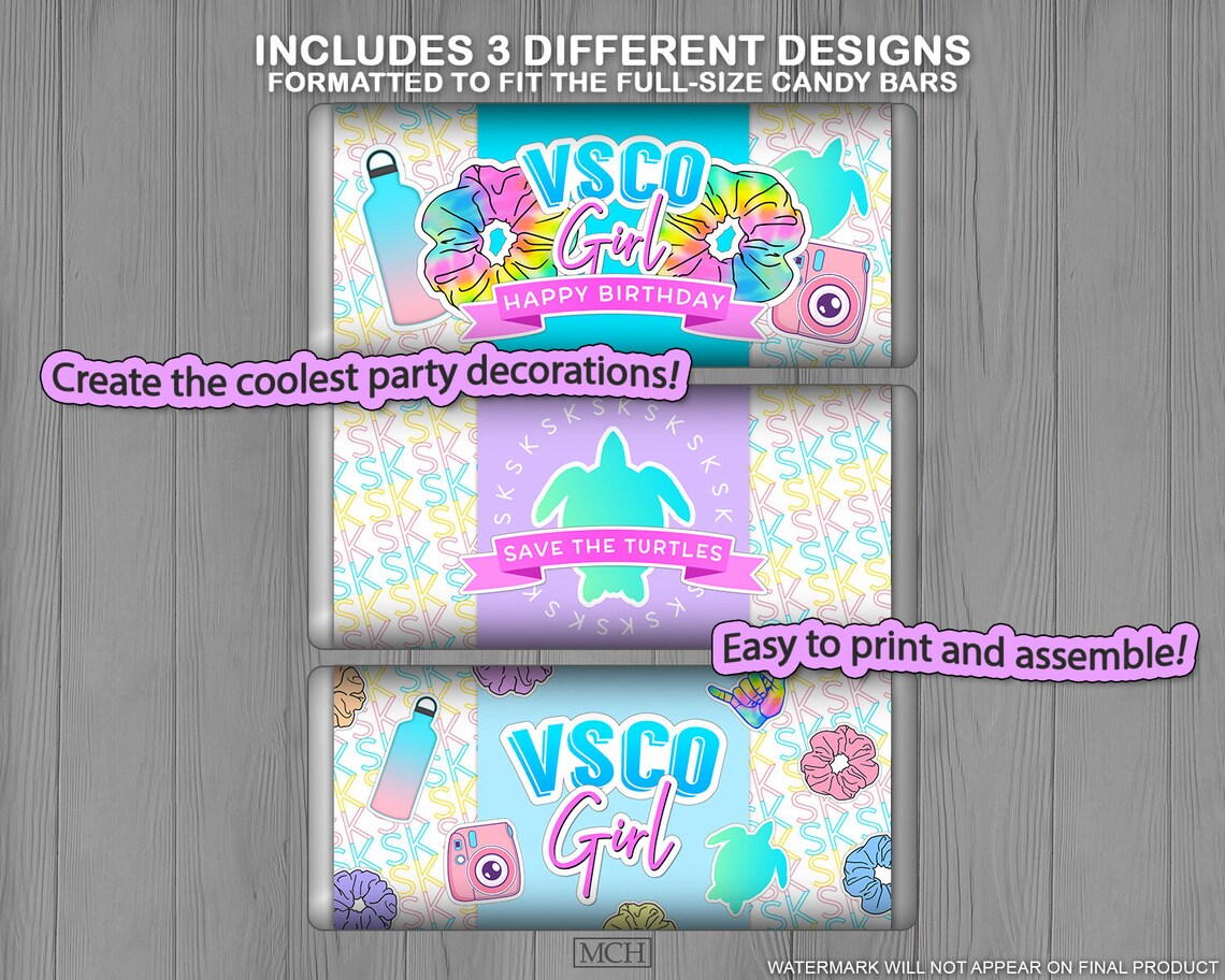 VSCO Girl Party Candy Bar Wrapper Labels, Vscogirl Birthday Vsco Party ...