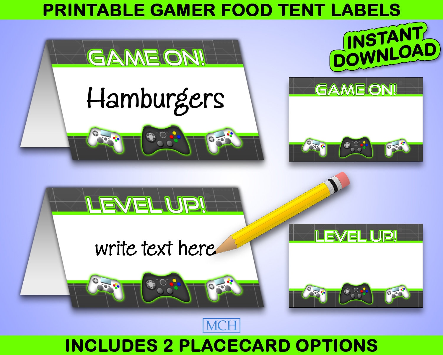 Gamer Party Food Tent Labels, Video Game Party Gaming Birthday ...