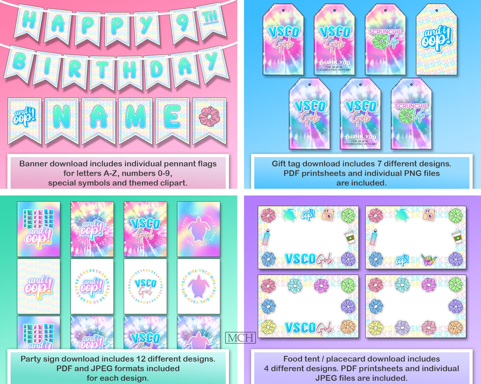 SALE VSCO Girl Party Pack Bundle Sksksk Series Decorations - Etsy