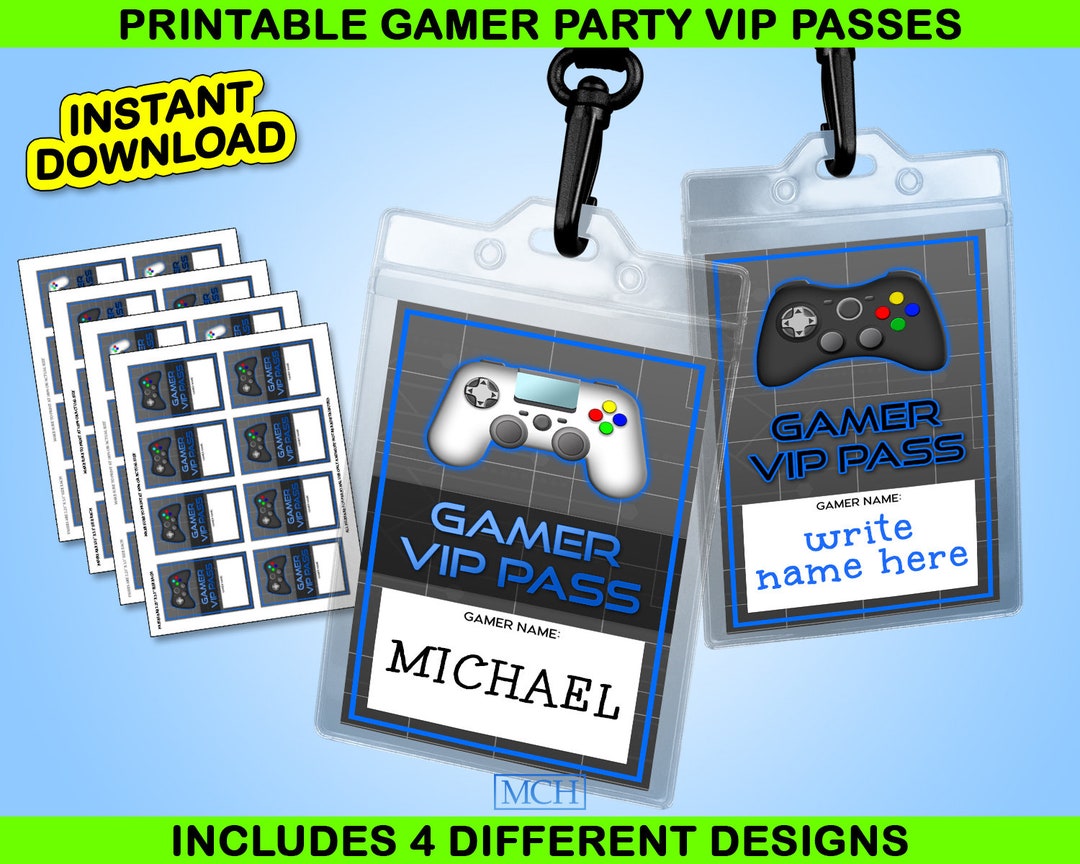 Gamer VIP Party Passes, V.I.P. Cards, Birthday Party Passes, Video Game ...