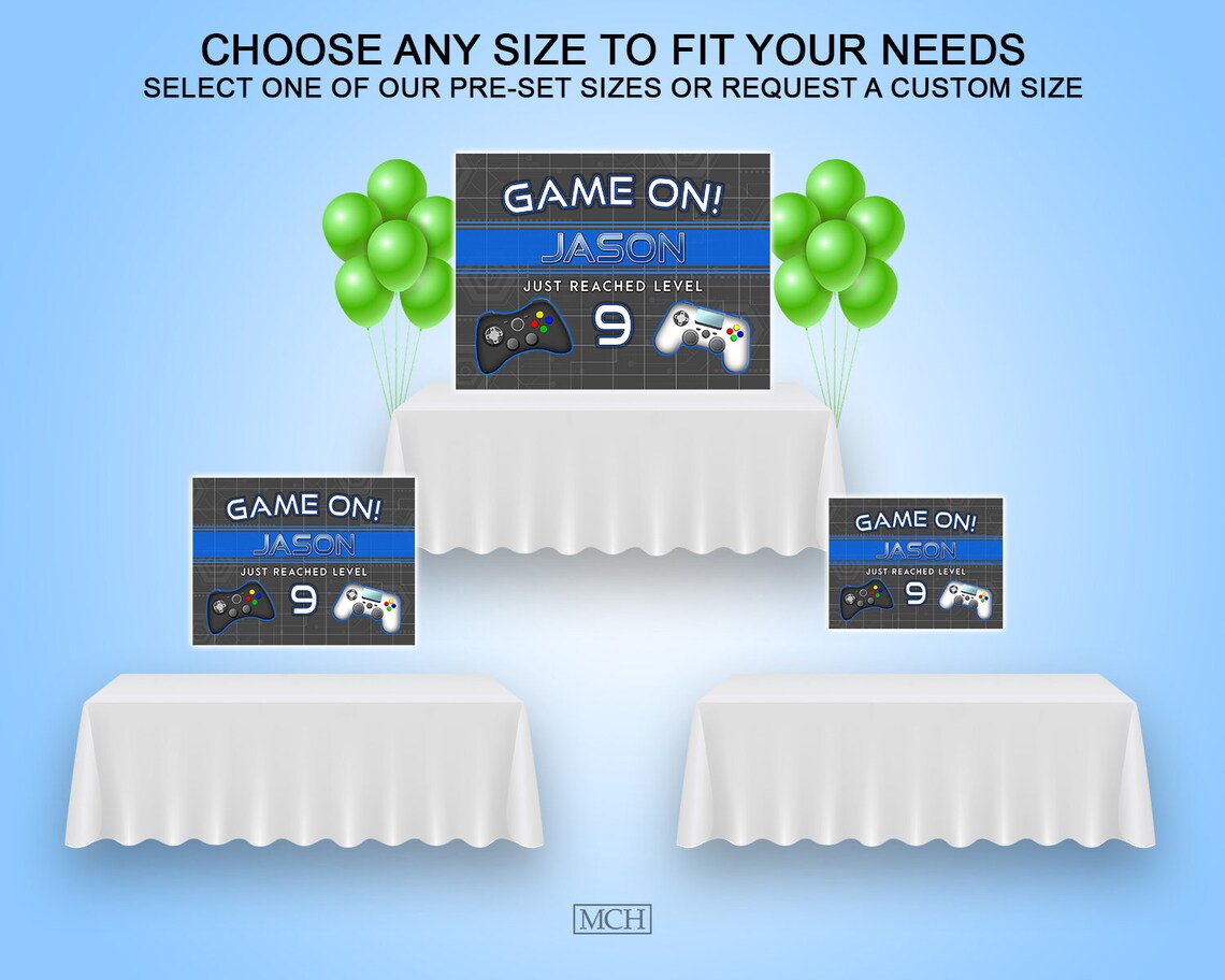 Gamer Party Backdrop Banner Personalized Video Game on Game - Etsy