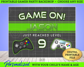 Gamer Party Backdrop Banner, Personalized Video Game on Game Party ...