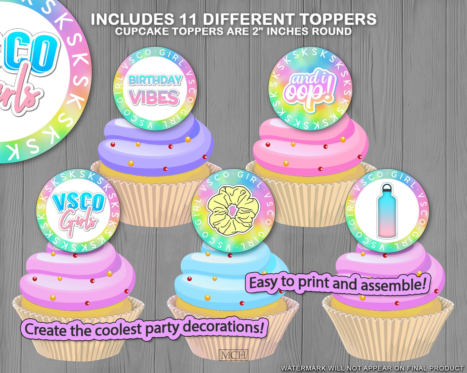 VSCO Girl Party Cupcake Toppers Vscogirl Birthday Vsco Party - Etsy