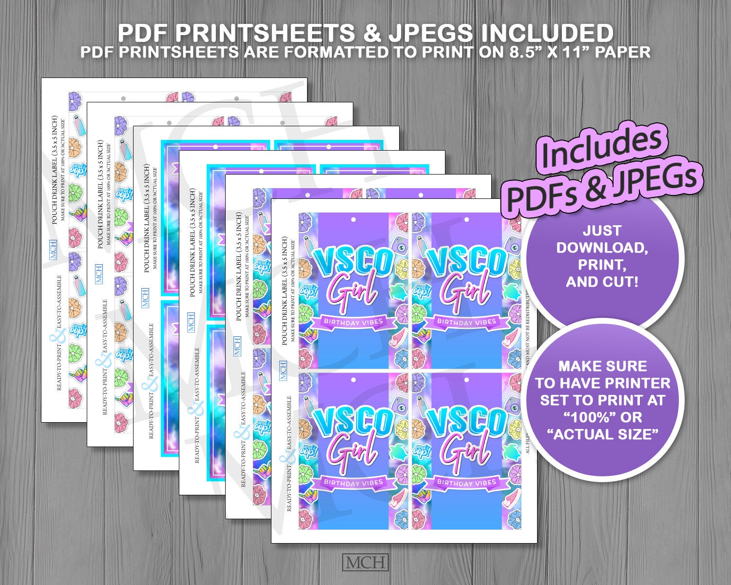 VSCO Girl Party Drink 6 Oz. Juice Pouch Wrapper Labels, Vscogirl ...