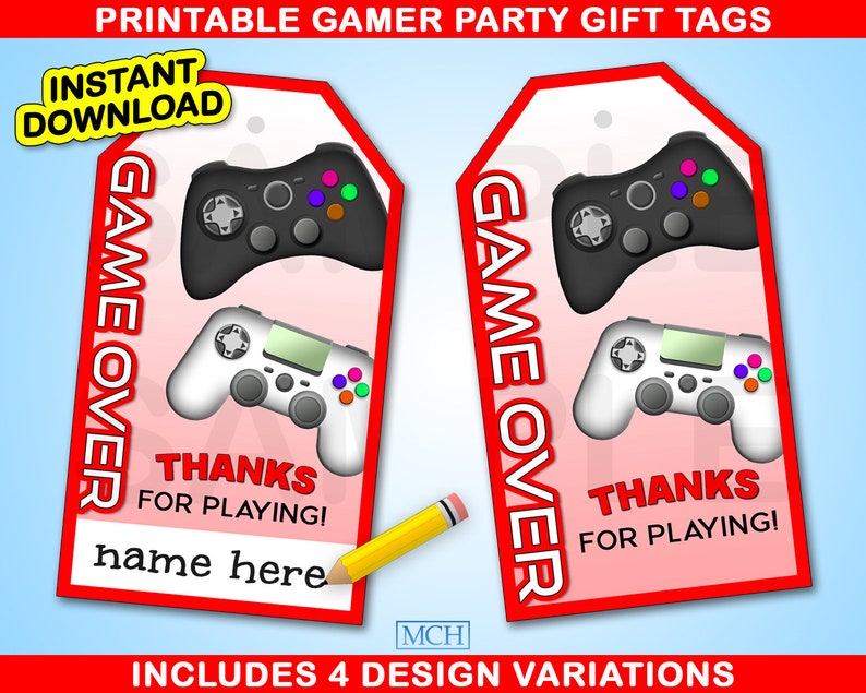 Gamer Party Favor Gift Tags Video Game Party Gaming Birthday - Etsy