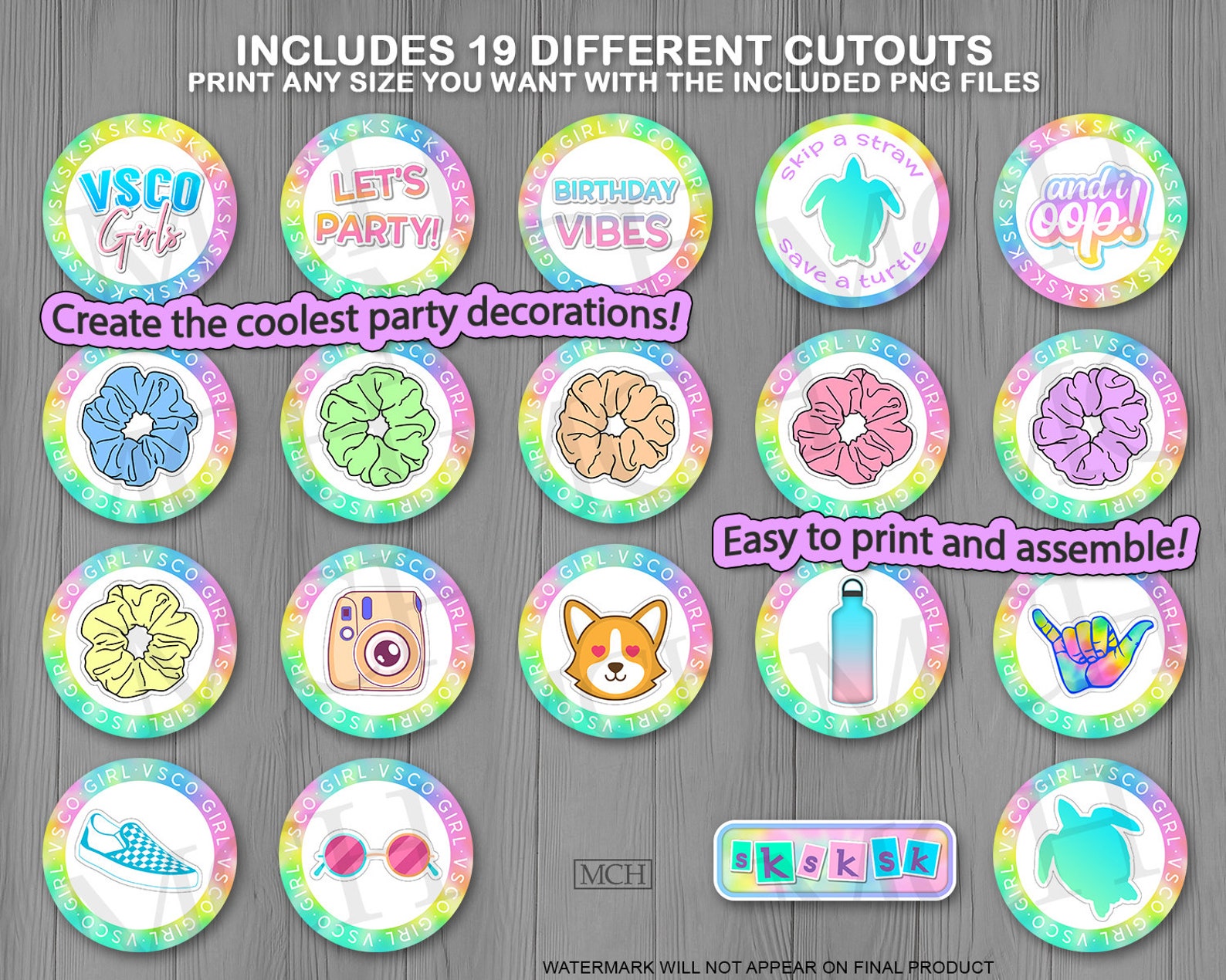 VSCO Girl Party Centerpieces VscoGirl Birthday Vsco Party | Etsy