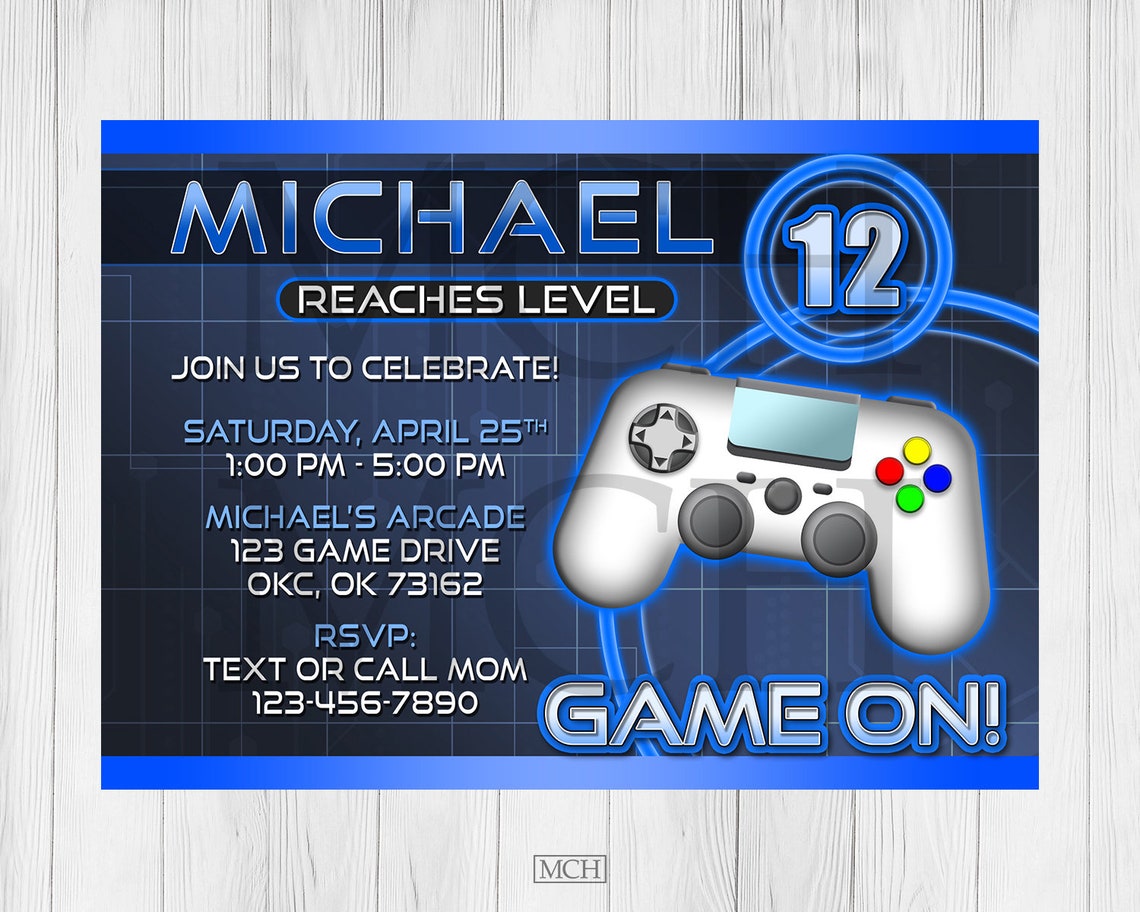 Gamer Party Invitation Personalized Video Game Party Gaming - Etsy
