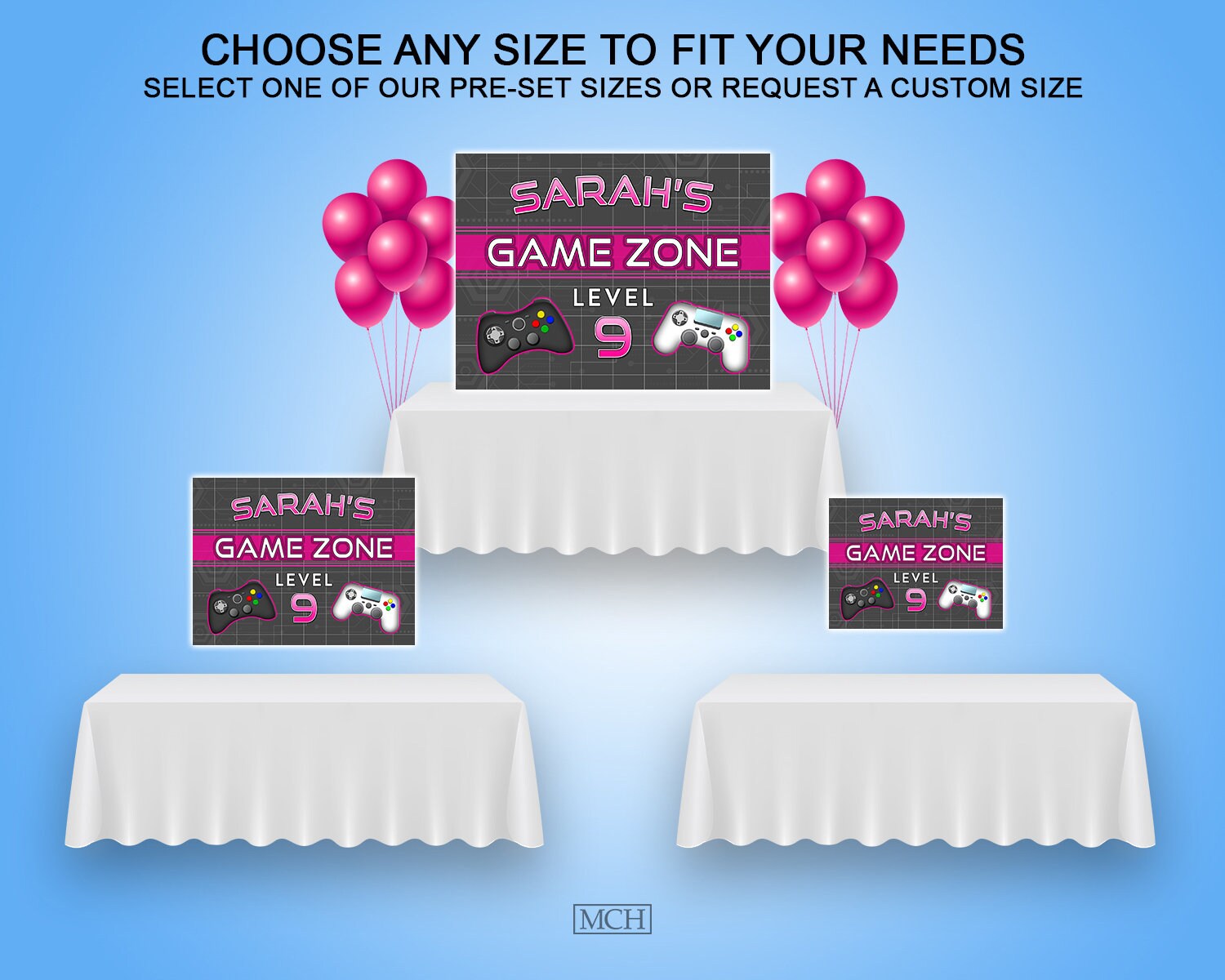 Gamer Party Backdrop Banner, Personalized Video Game on Game Party ...