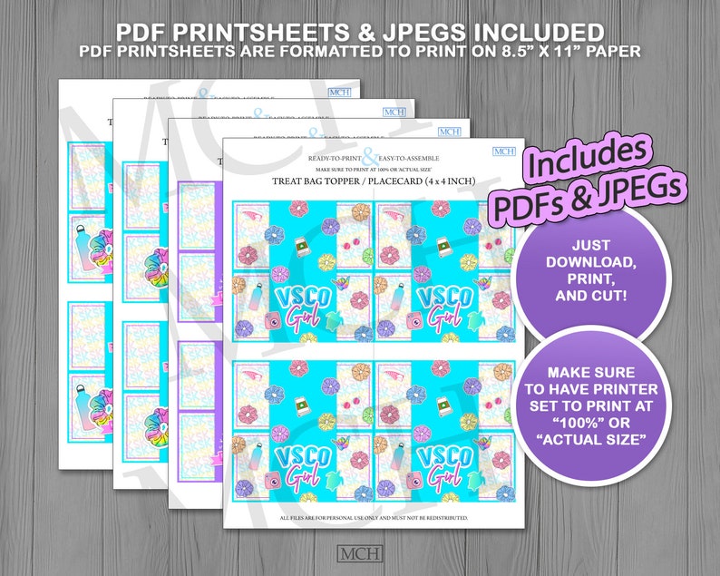 VSCO Girl Party Treat Bag Topper Vscogirl Birthday Vsco Party | Etsy