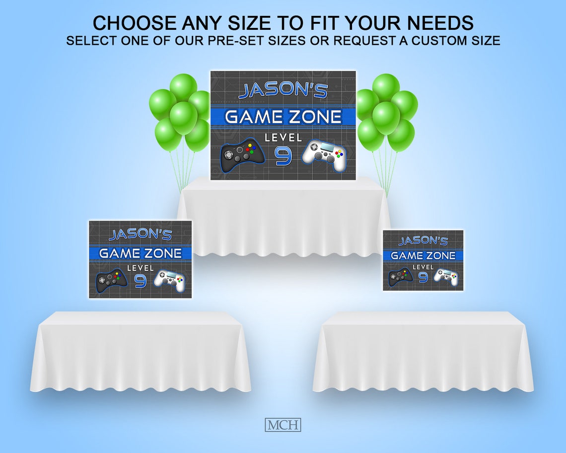 Gamer Party Backdrop Banner Personalized Video Game on Game | Etsy