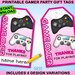 Gamer Party Favor Gift Tags, Video Game Party Gaming Birthday Food ...