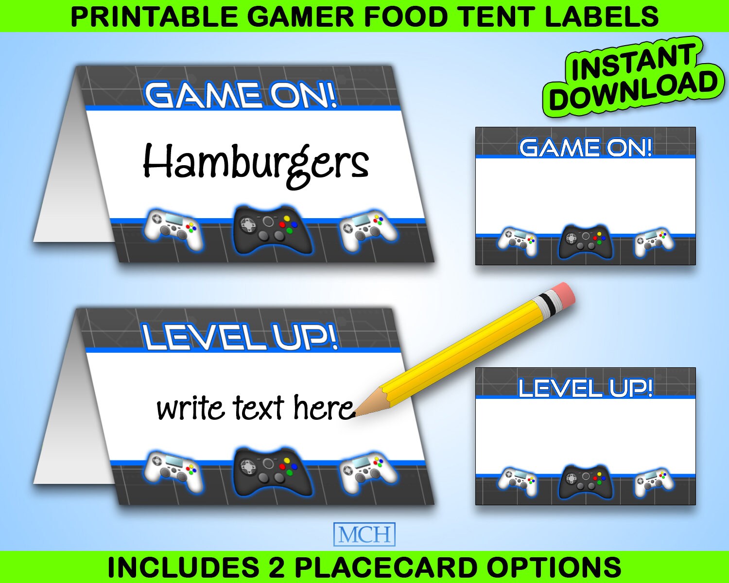 Gamer Party Food Tent Labels, Video Game Party Gaming Birthday ...