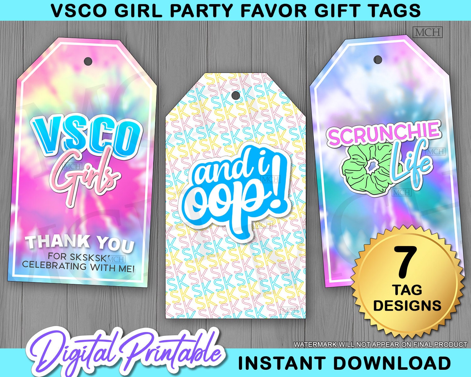 VSCO Girl Party Favor Gift Tags, Vscogirl Birthday Party, Vsco Candy ...